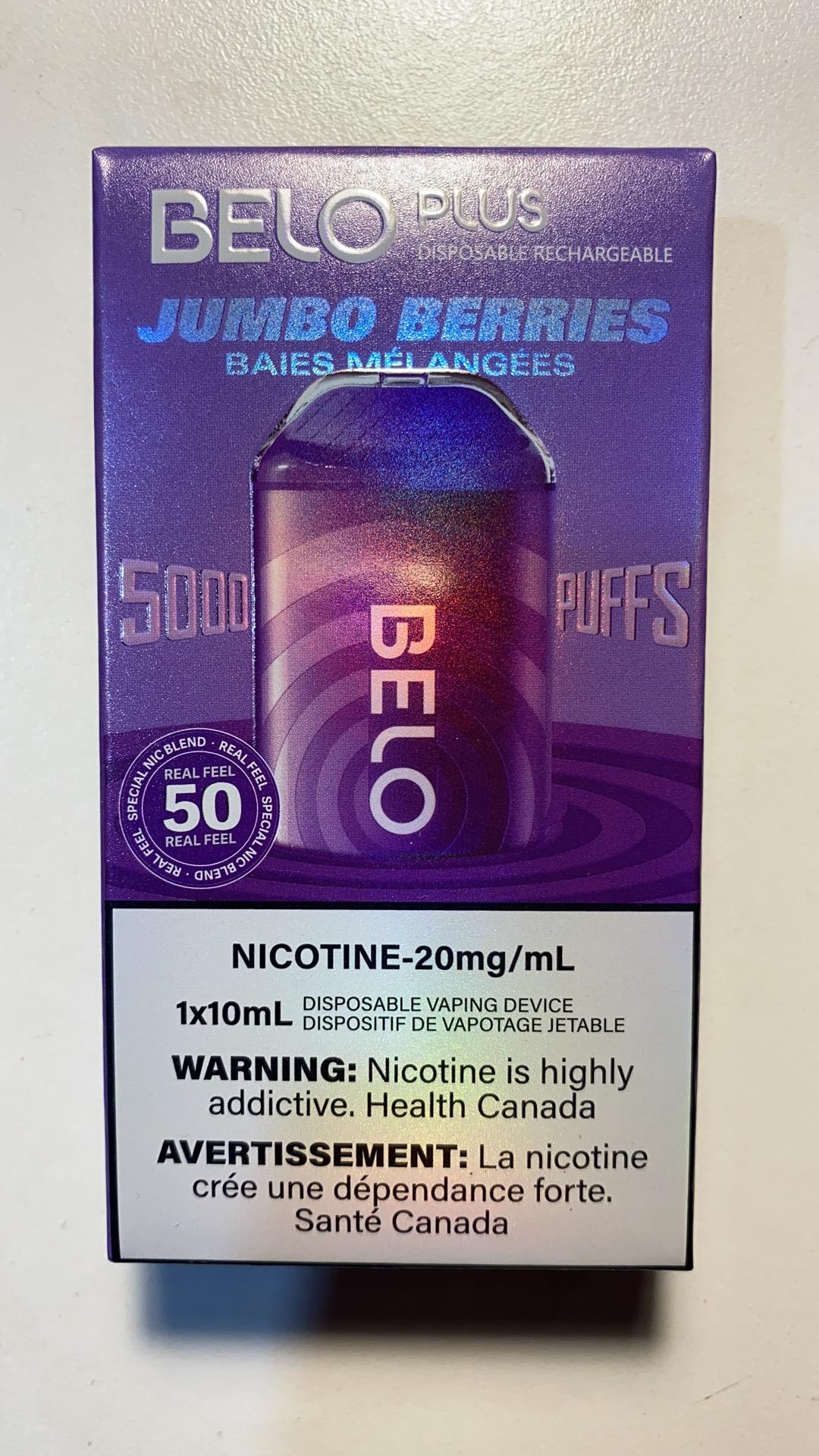 Belo plus 5000 puffs Jumbo berries - Nicotine -20mg/ml real feel 50 ...